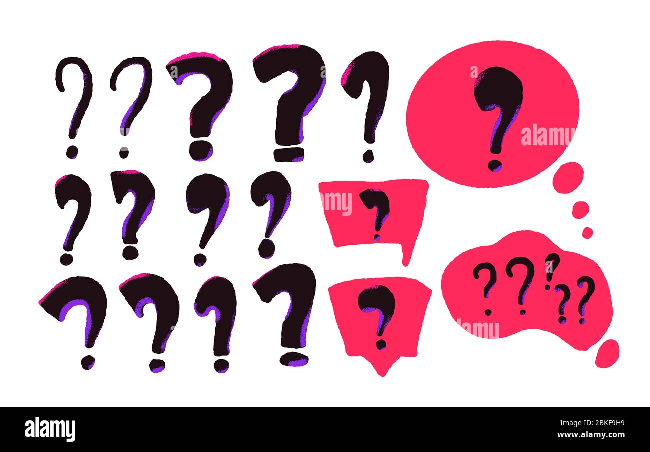 Question marks set. Hand drawn ask sign isolated on white background ...