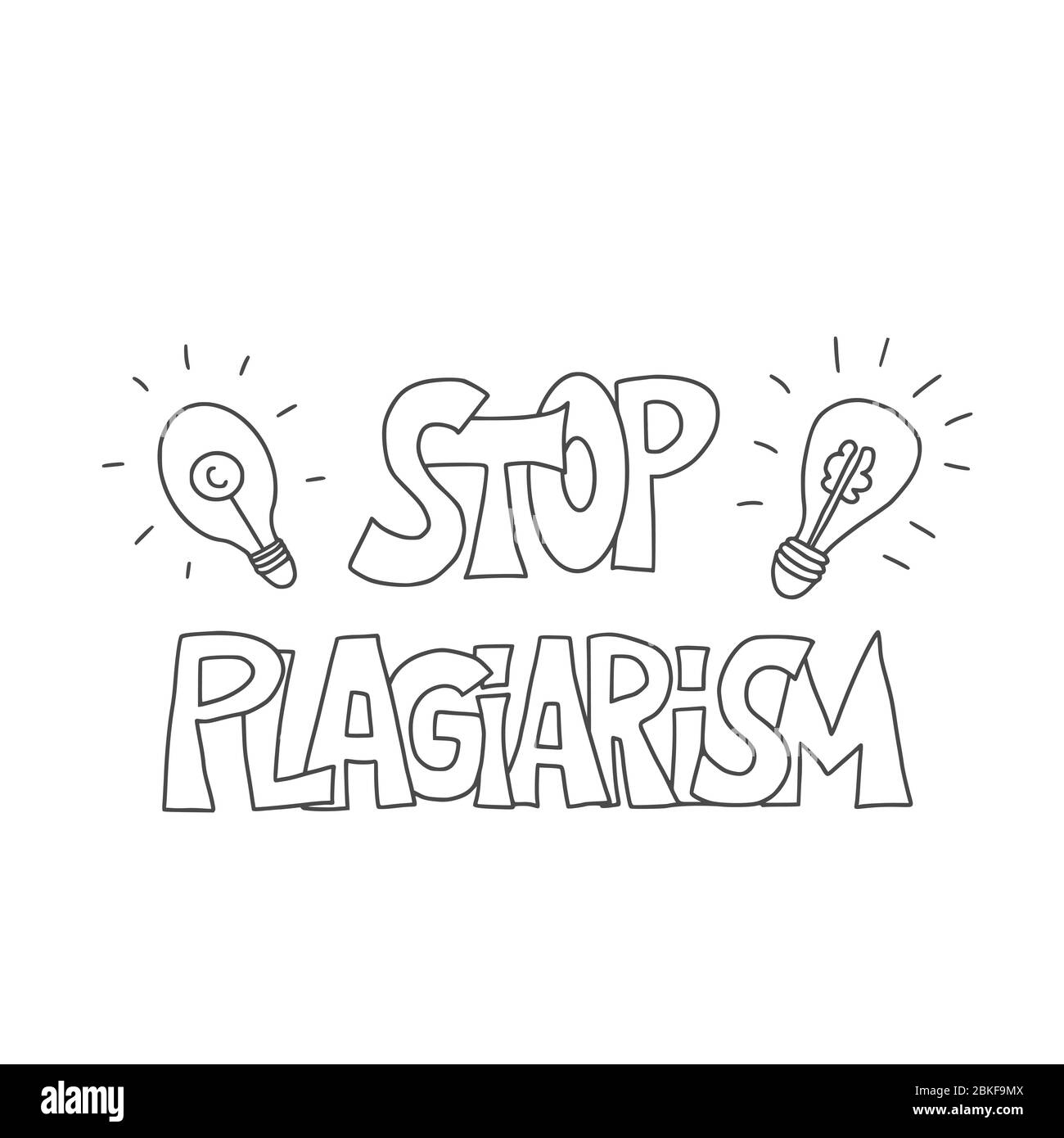 Stop plagiarism hand drawn text. Intellectual property lettering ...