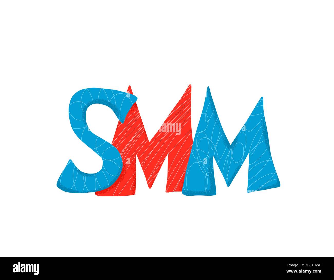 SMM text isolated on white background. Hand drawn social media ...