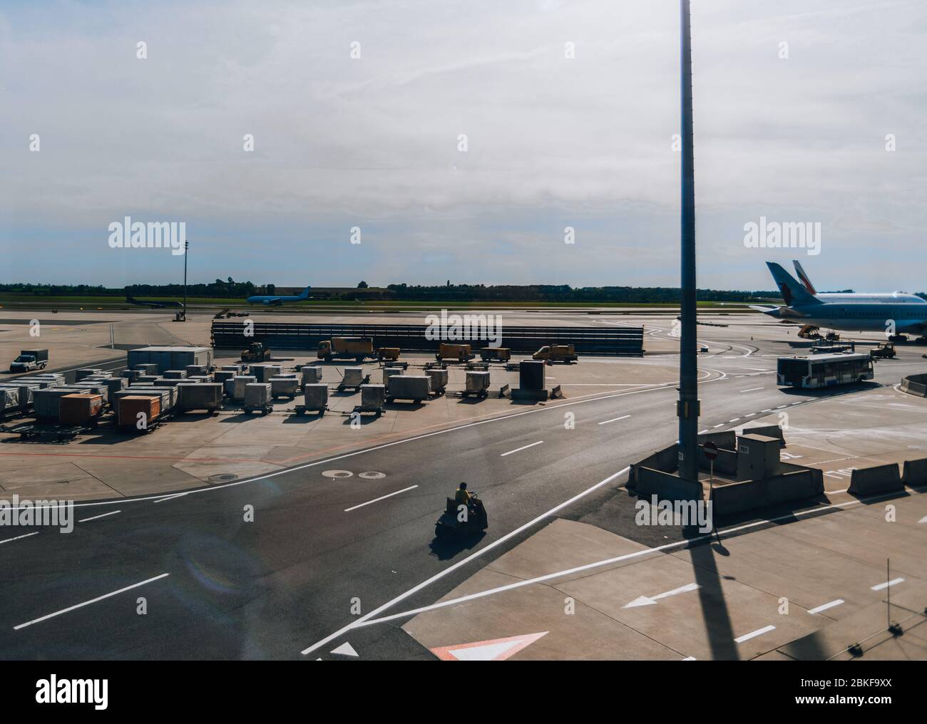Containers for storing air cargo at an international airport Stock ...