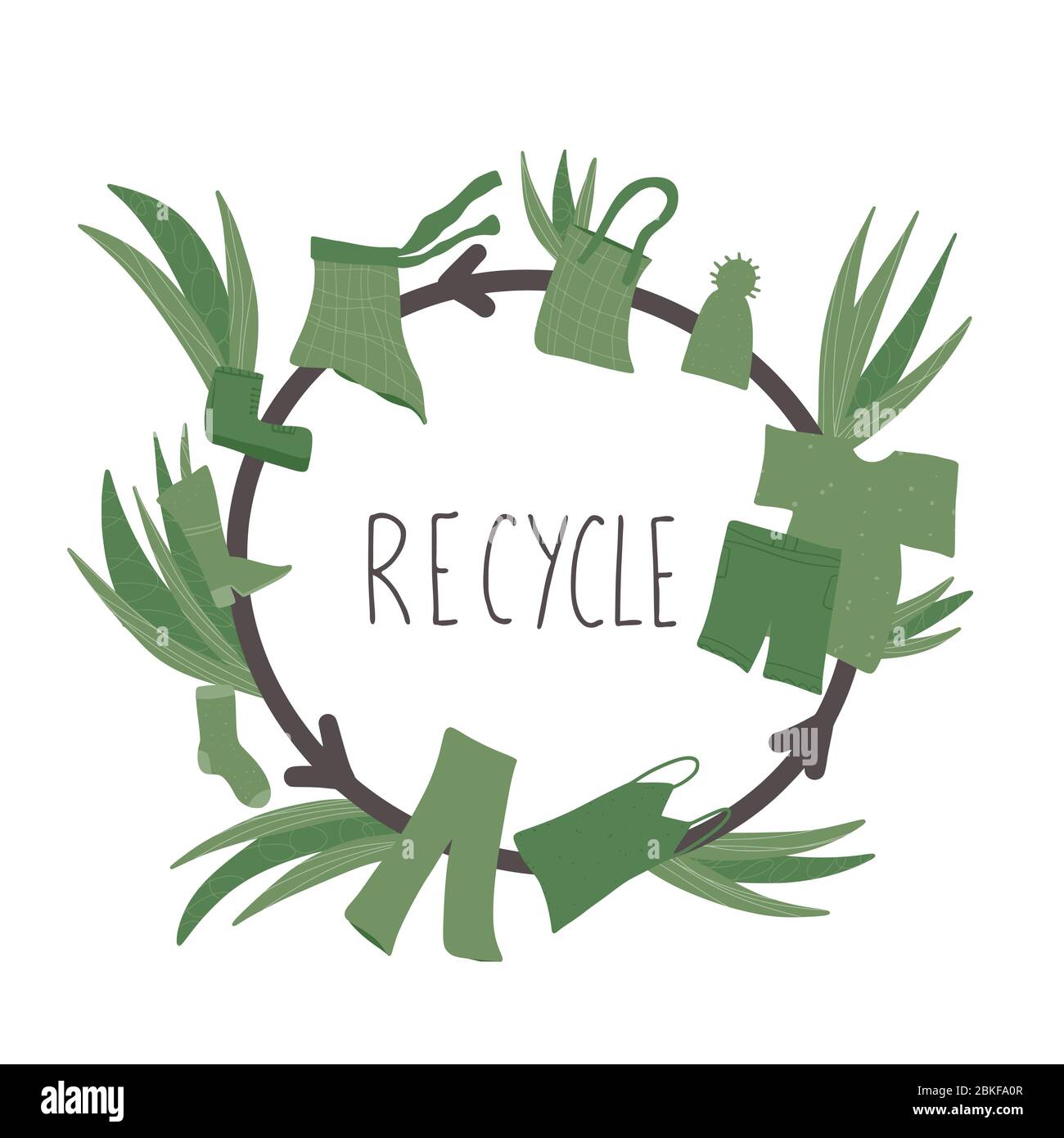 Recycle symbol. Recycling of clothes sign isolated on white background ...