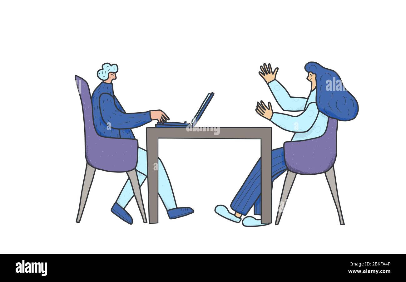 Interview concept. Young female persons sitting in the chair and ...