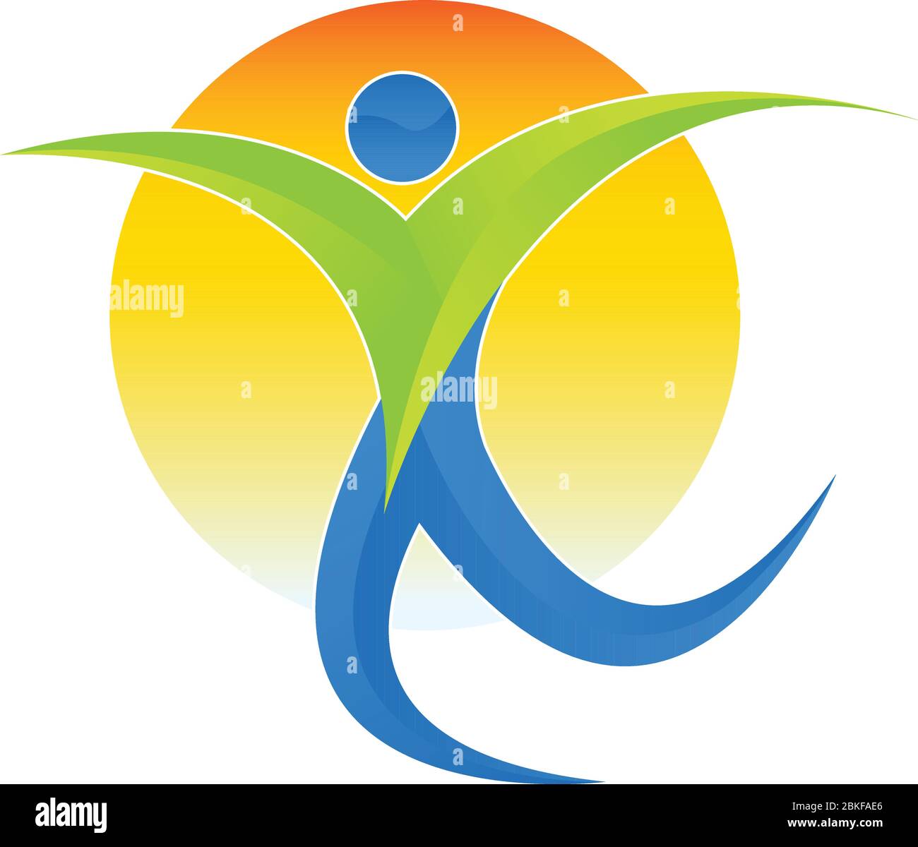 Illustration art of a active man logo with sun on white background ...