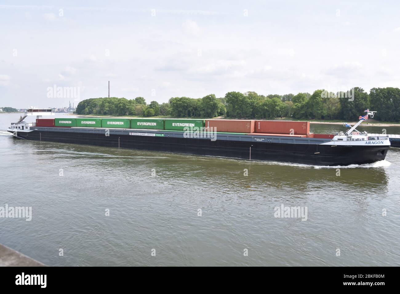 Cologne, Germany. 03rd May, 2020. An inland waterway vessel loaded with ...
