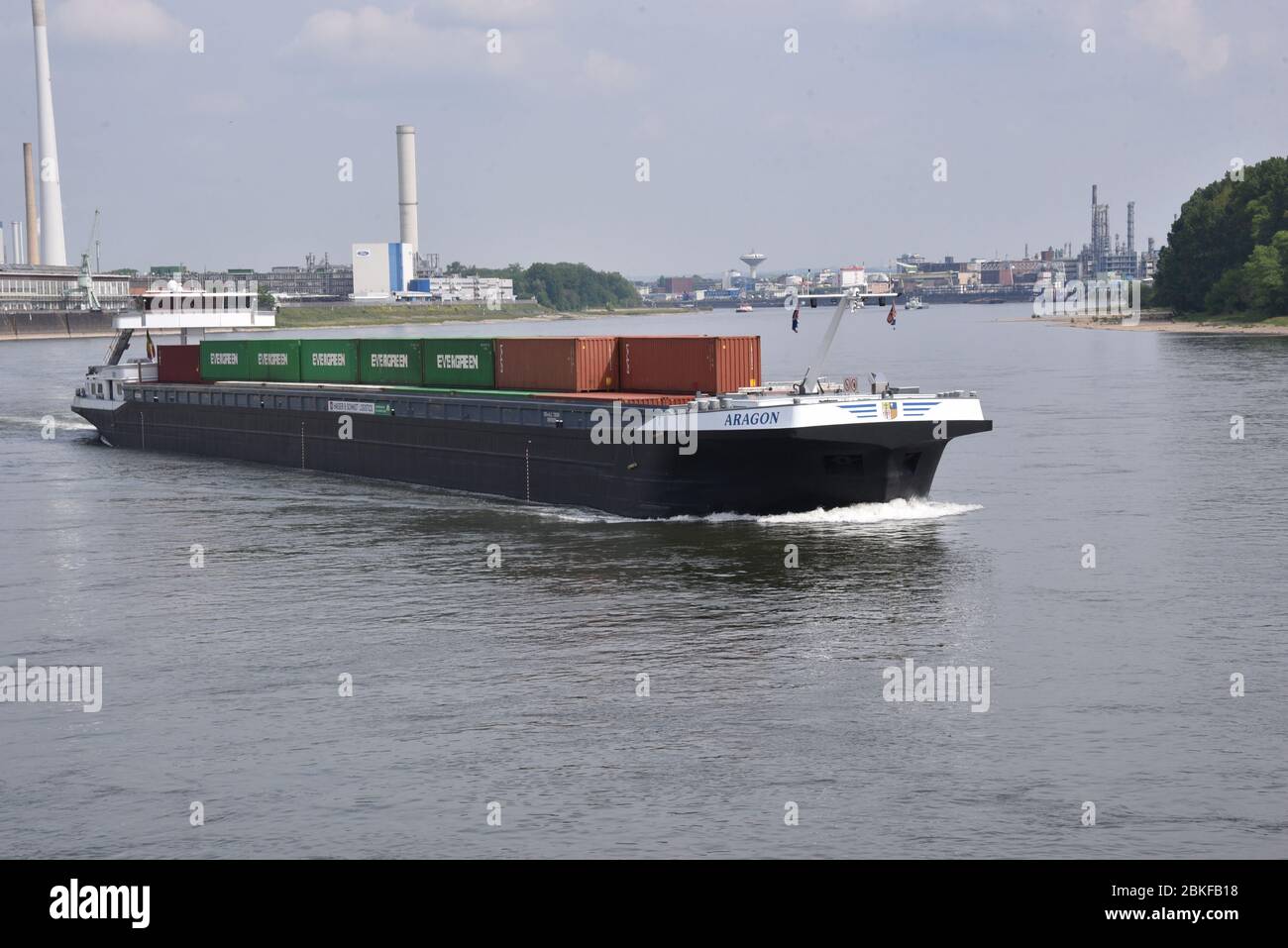 Cologne, Germany. 03rd May, 2020. An inland waterway vessel loaded with ...