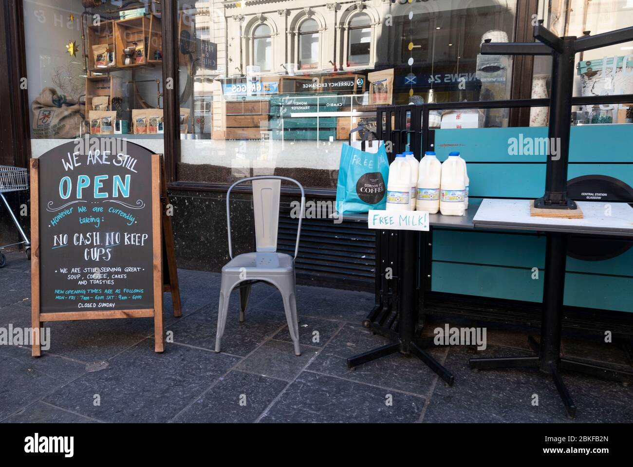 Free milk outside of Gordon street coffee next to Glasgow's Central ...