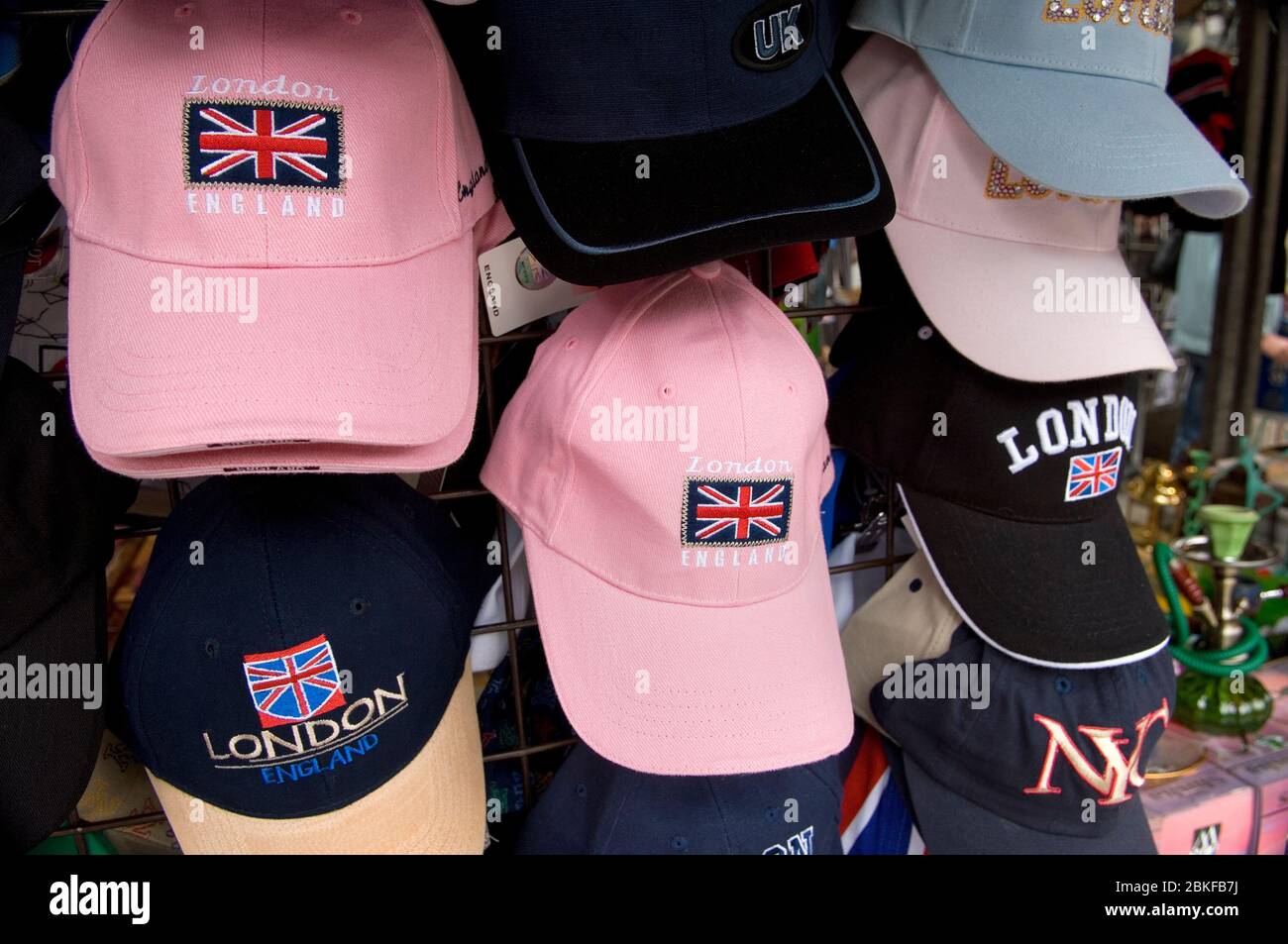Display of London caps,Covent Garden Market, London Stock Photo - Alamy