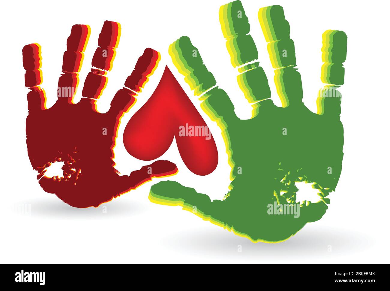 Illustration art of a two hand heart logo with white background Stock ...