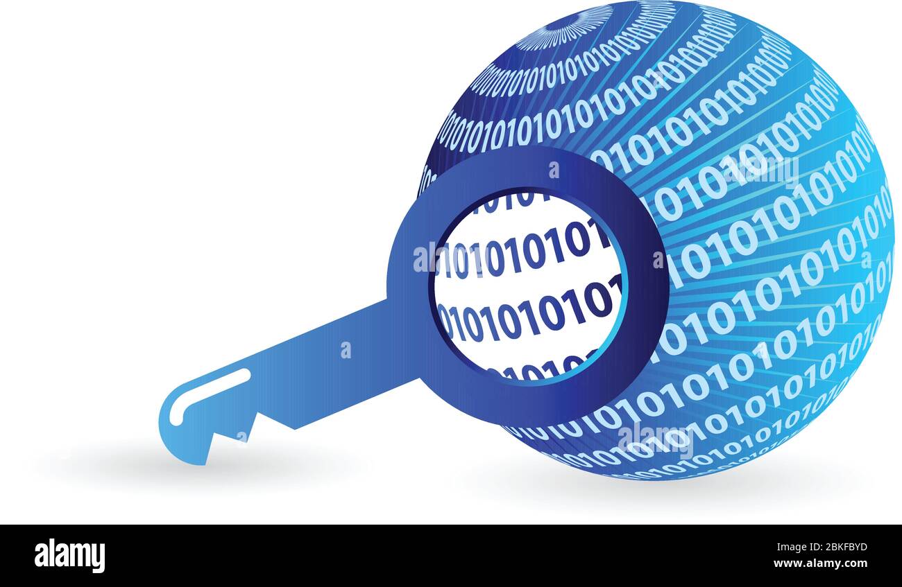 Illustration art of a binary key logo with isolated background Stock ...