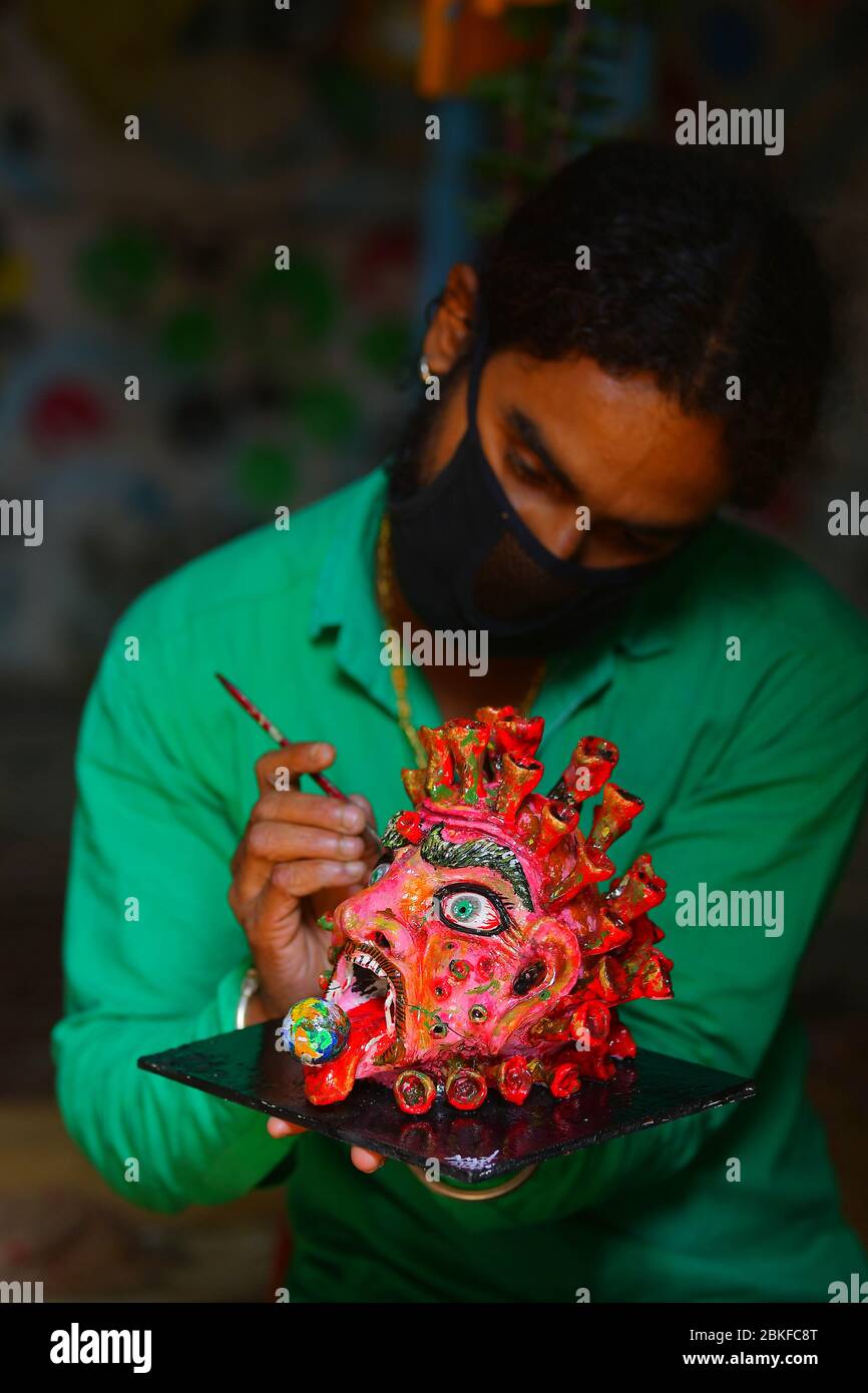 Agartala,Tripura, India, mask, handicraft, painting, man, male ...
