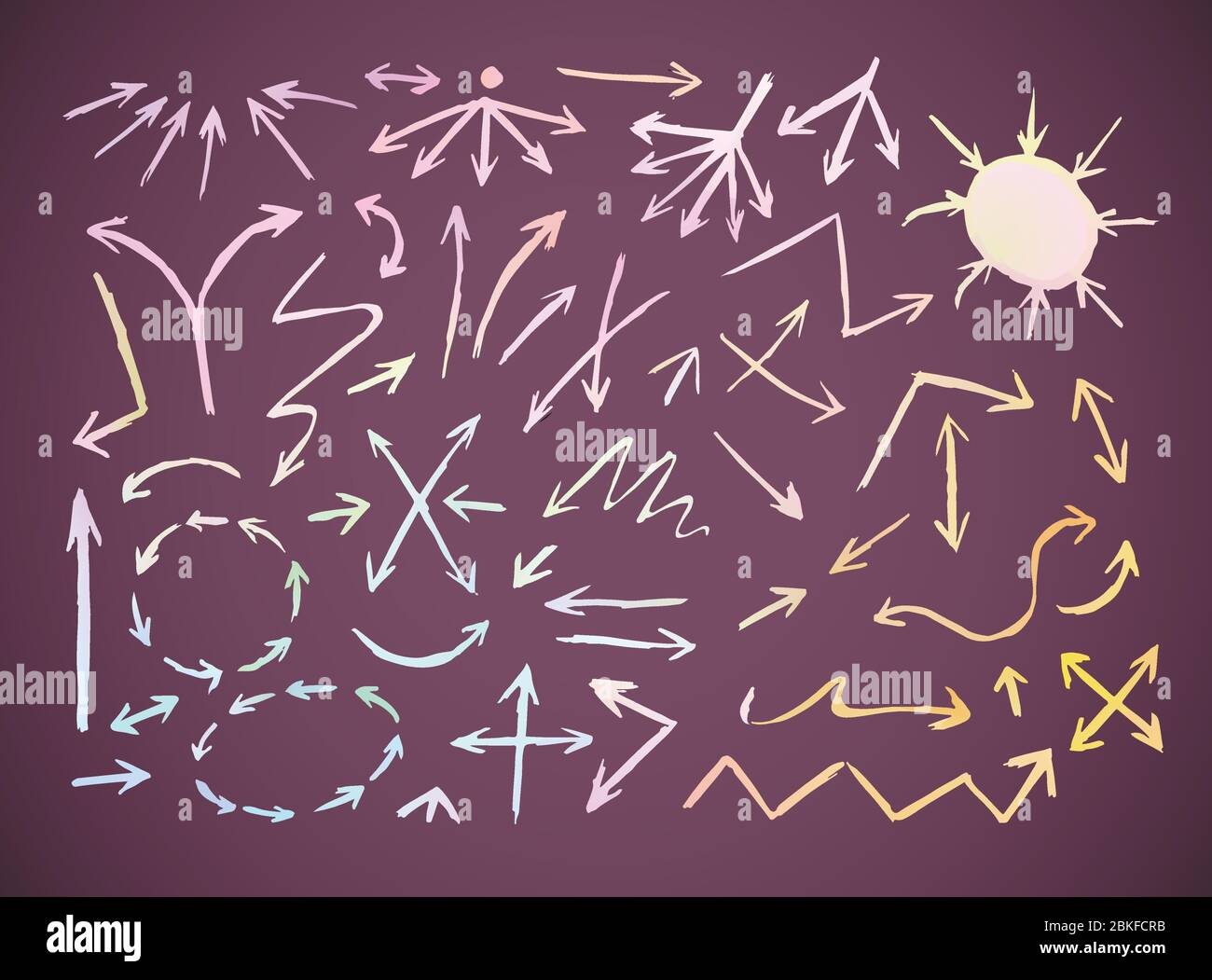 Pastel hand drawn doodle sketch arrows. Arrows set made by hand. Trendy ...