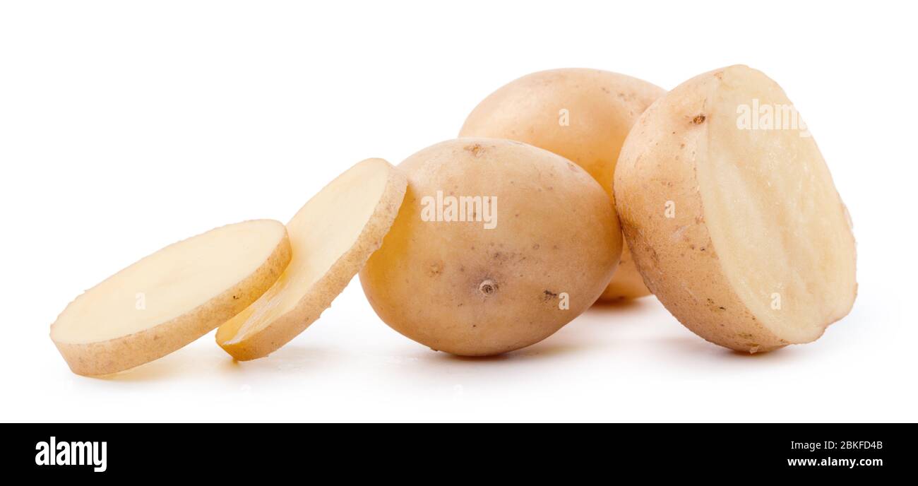 raw yellow potato isolated on white background Stock Photo - Alamy