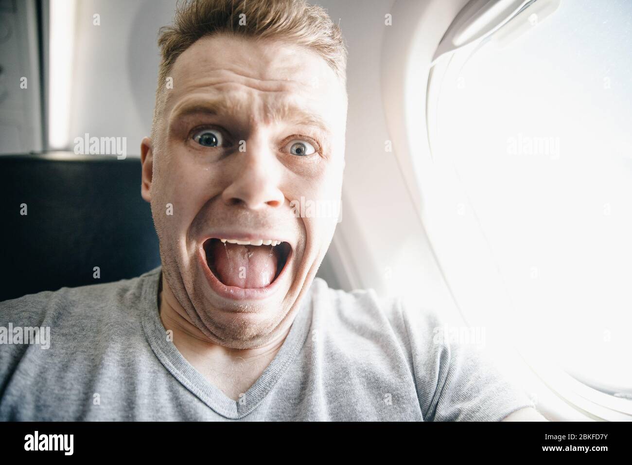 Scared fear flying aeroplane hi-res stock photography and images - Alamy