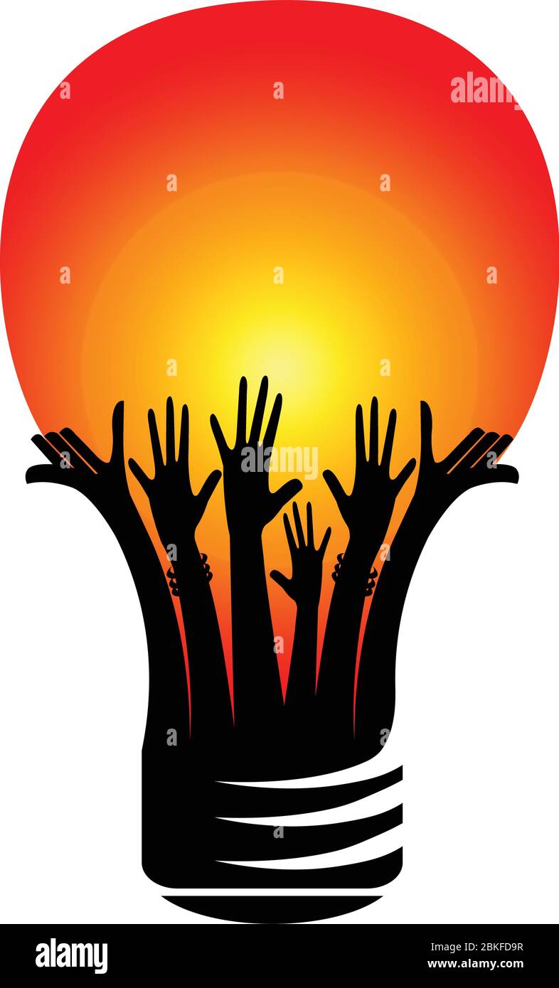 Illustration art of a Hands lamp logo with isolated background Stock ...