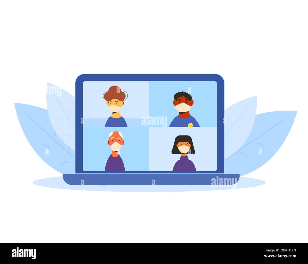 Online conference. Family distance communication. Group of coworkers ...