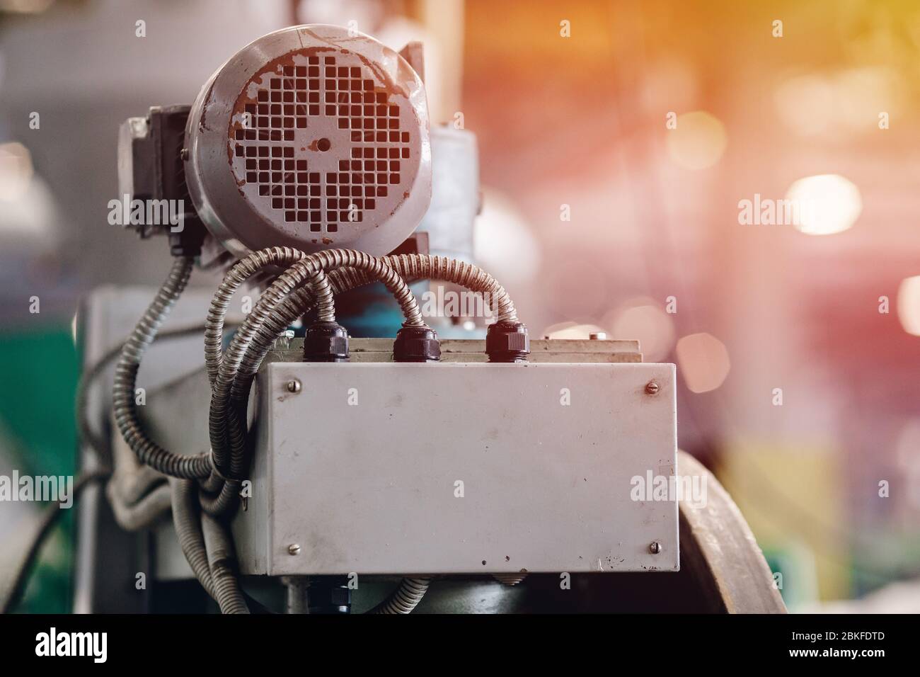 Heavy industry metallurgy concept. Closeup electric drive production ...