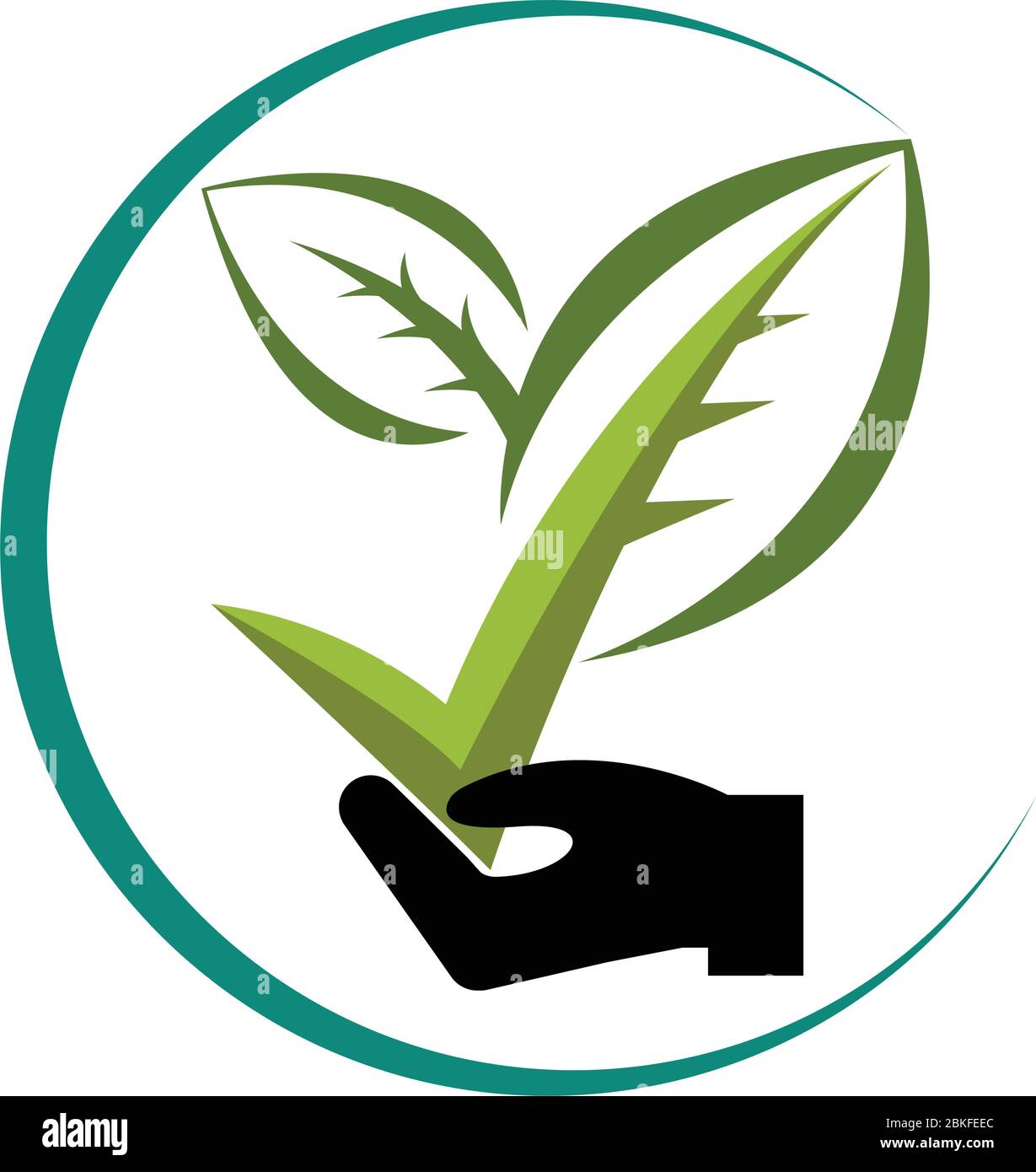 Illustration art of a leaf hands logo with isolated background Stock ...