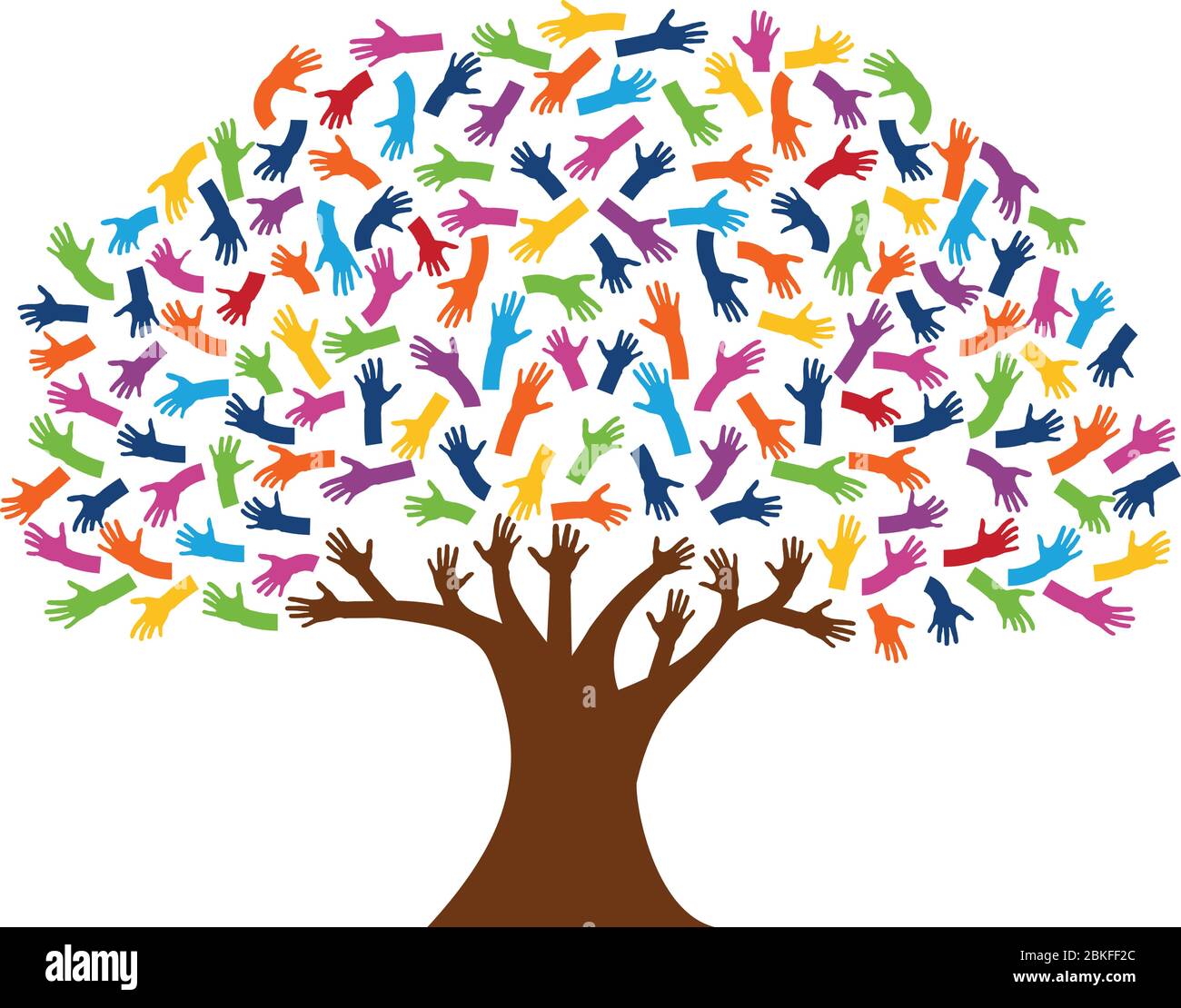 Illustration art of a hands tree logo with isolated background Stock ...