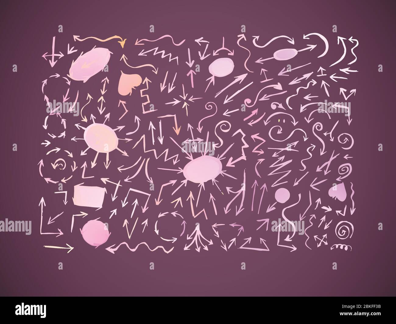 Pastel hand drawn doodle sketch arrows. Arrows set made by hand. Trendy ...