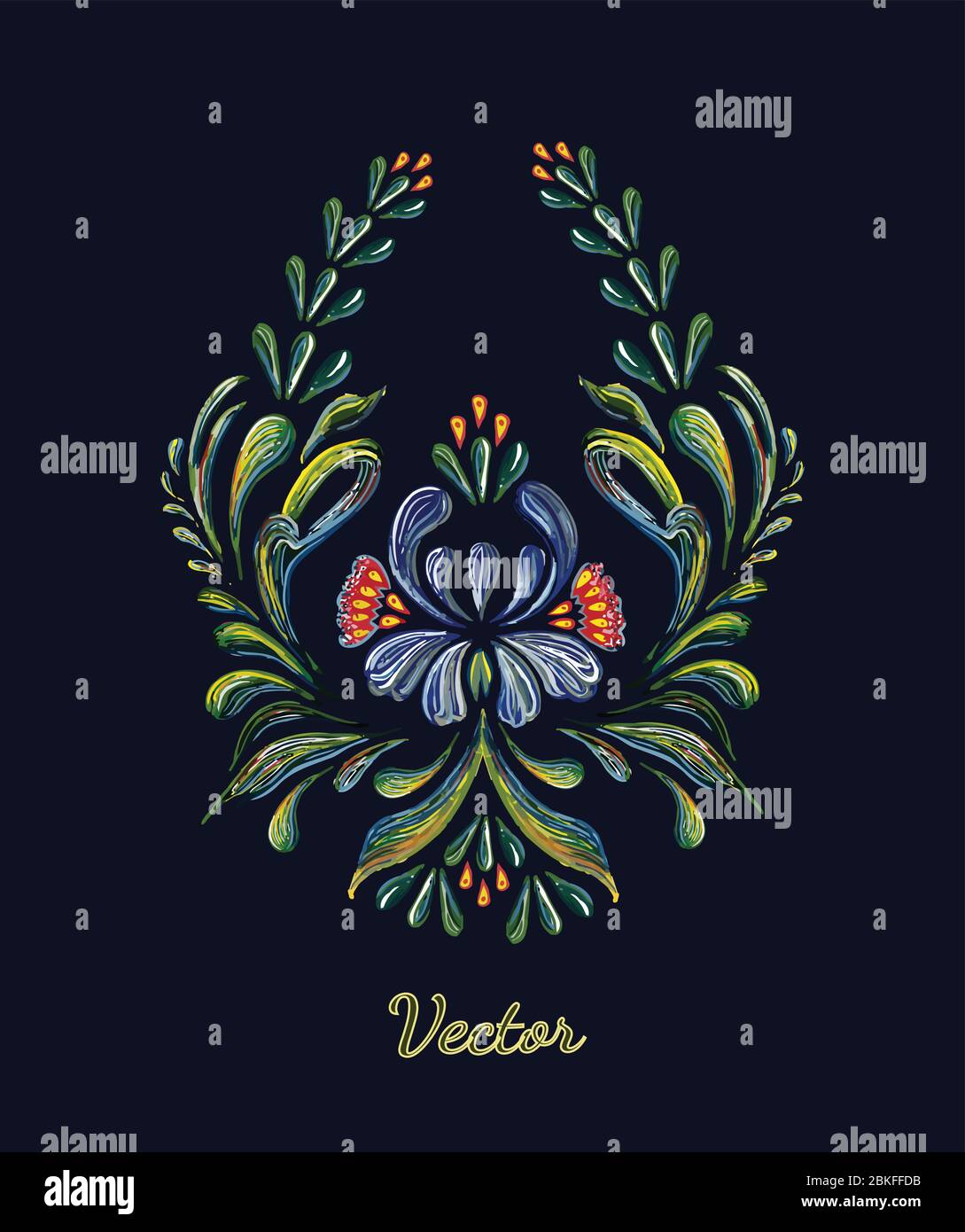 Floral frame. Hand drawn illustration. Vector illustrations Stock ...