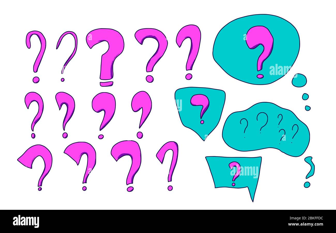 Question marks set. Hand drawn ask sign isolated on white background ...