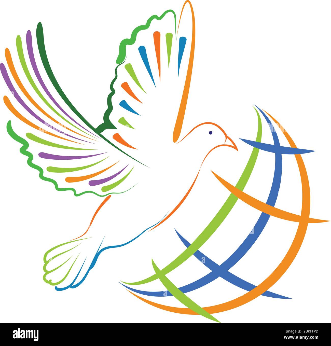 Illustration art of a global dove logo with isolated background Stock ...