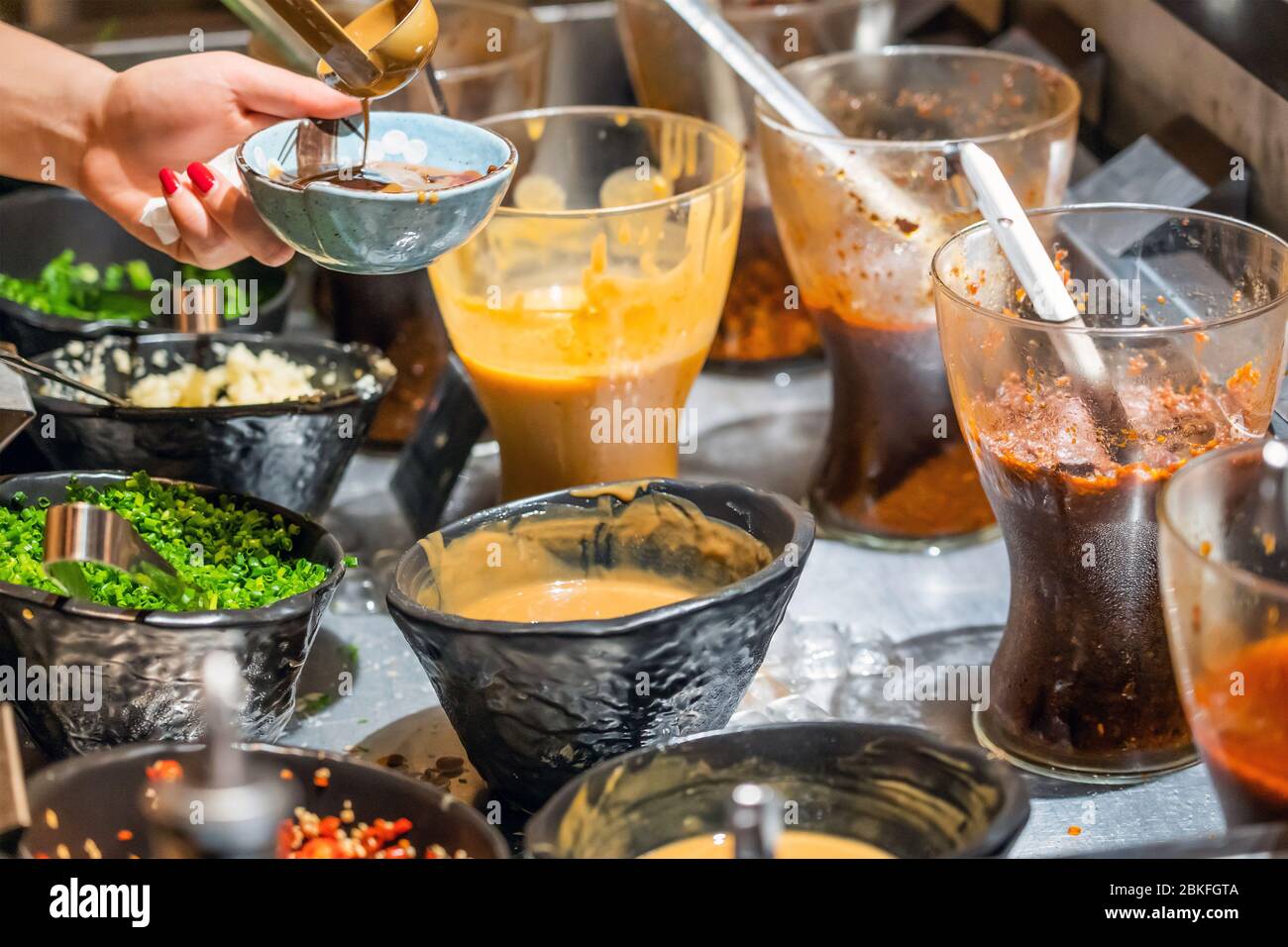 Sauces station hi-res stock photography and images - Alamy