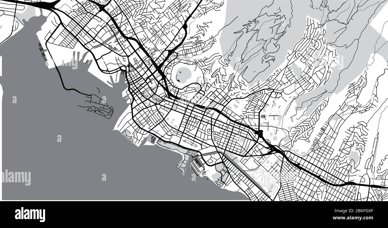 Urban vector city map of Honolulu, USA. Hawaii state capital Stock ...