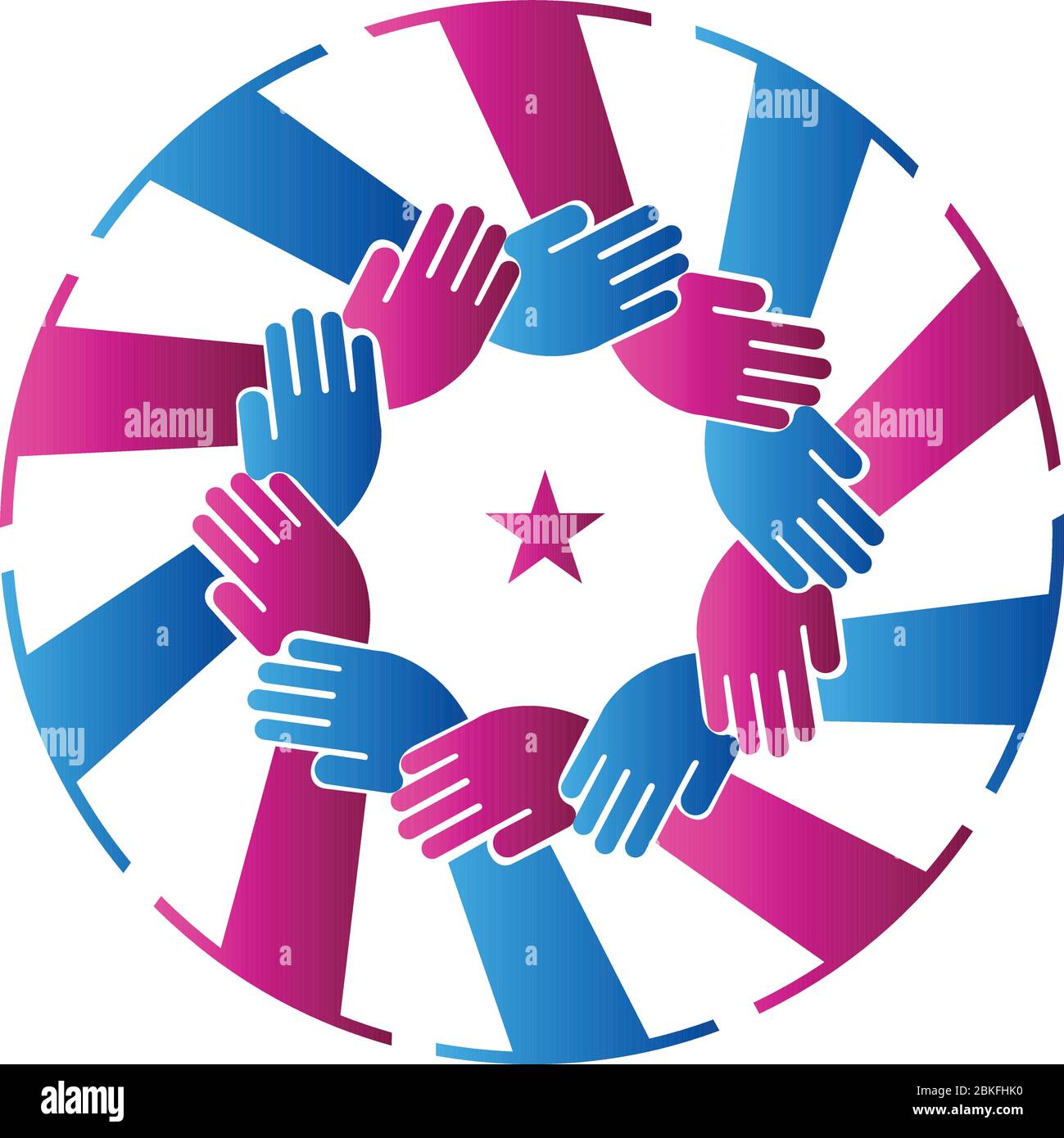 Illustration art of a team work hands logo with isolated background ...