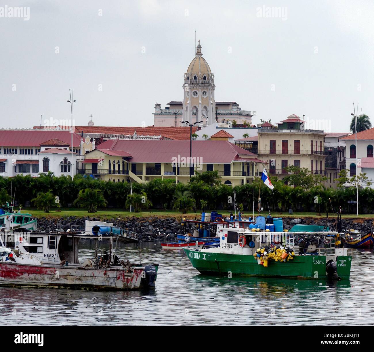 The old town of Panama City and tower of San Filipe, Panama, Central ...