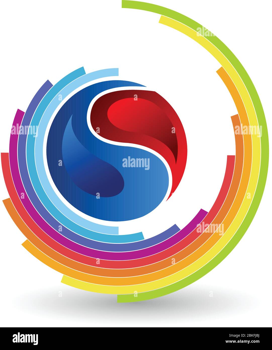 Illustration art of a division circle logo with colorful circle lines ...