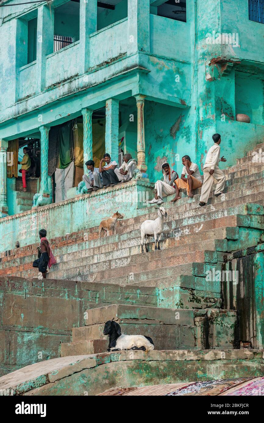 Ganges riverside activity, Varanasi, India Stock Photo - Alamy