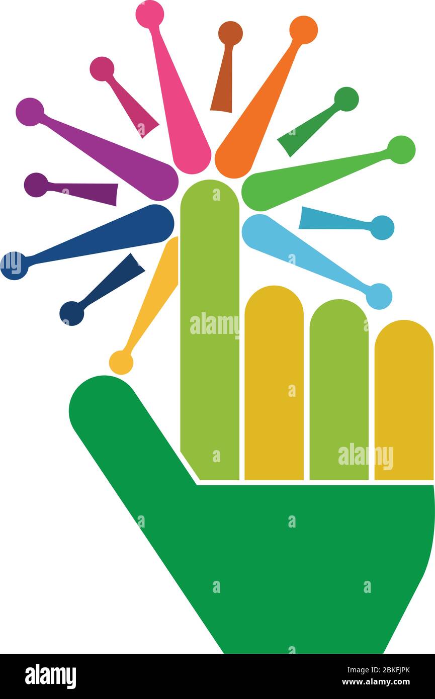 Illustration art of a hand touch logo with isolated background Stock ...