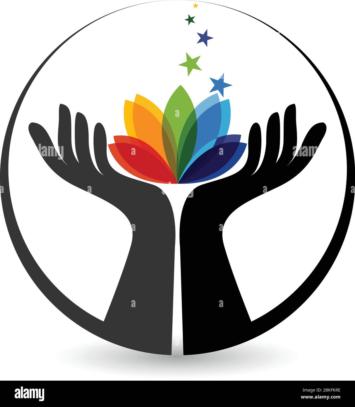 Illustration art of a hand flower logo with background Stock Vector ...