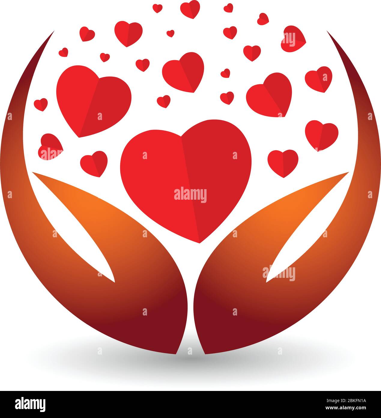 Illustration art of a hand heart logo with background Stock Vector ...