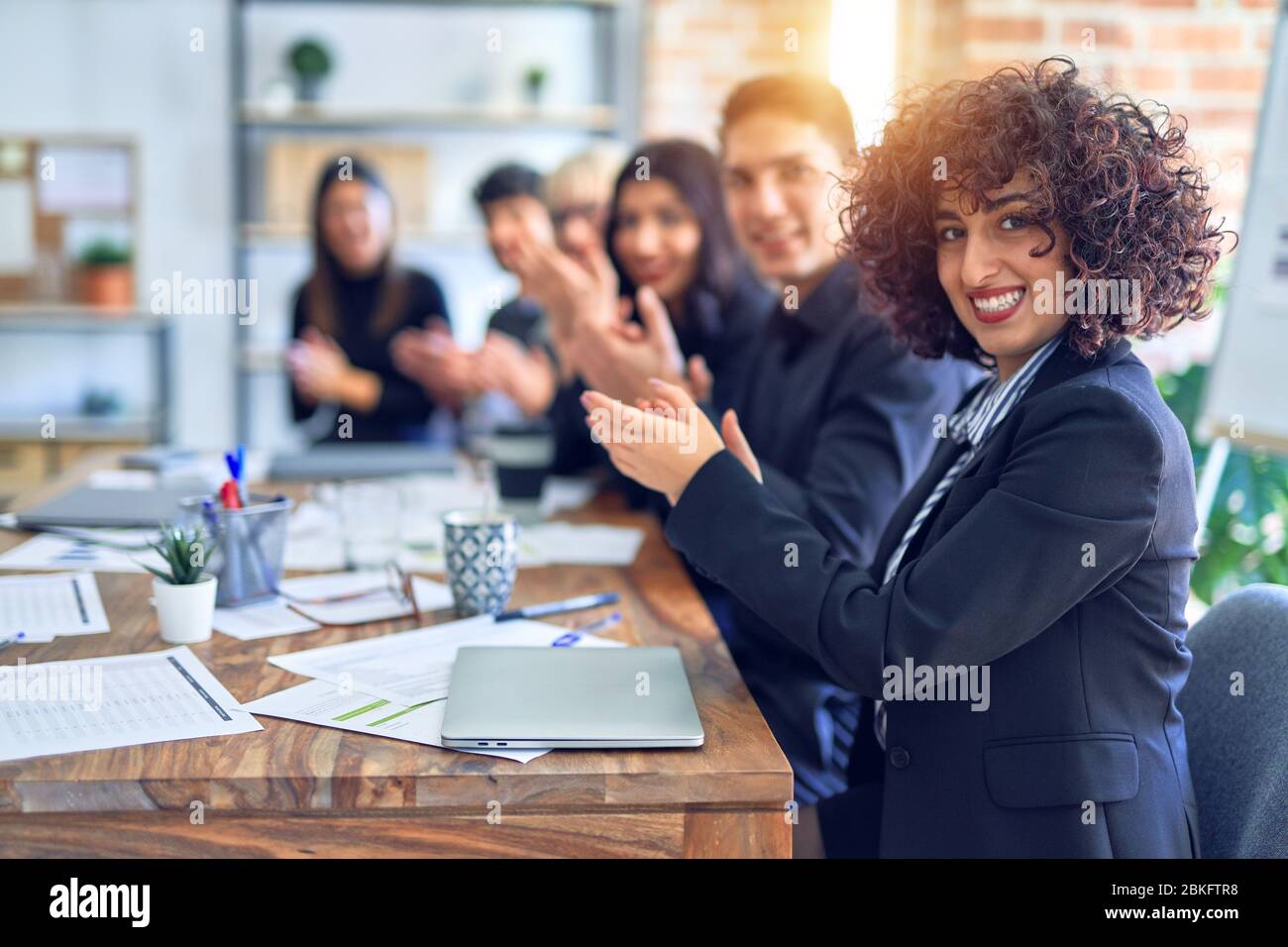 Group of business workers smiling happy and confident. Working together ...