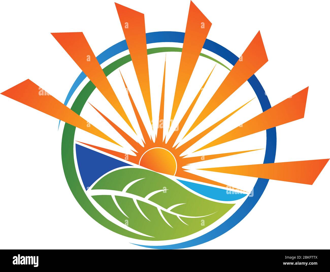 Illustration art of a natural sun logo with isolated background Stock ...