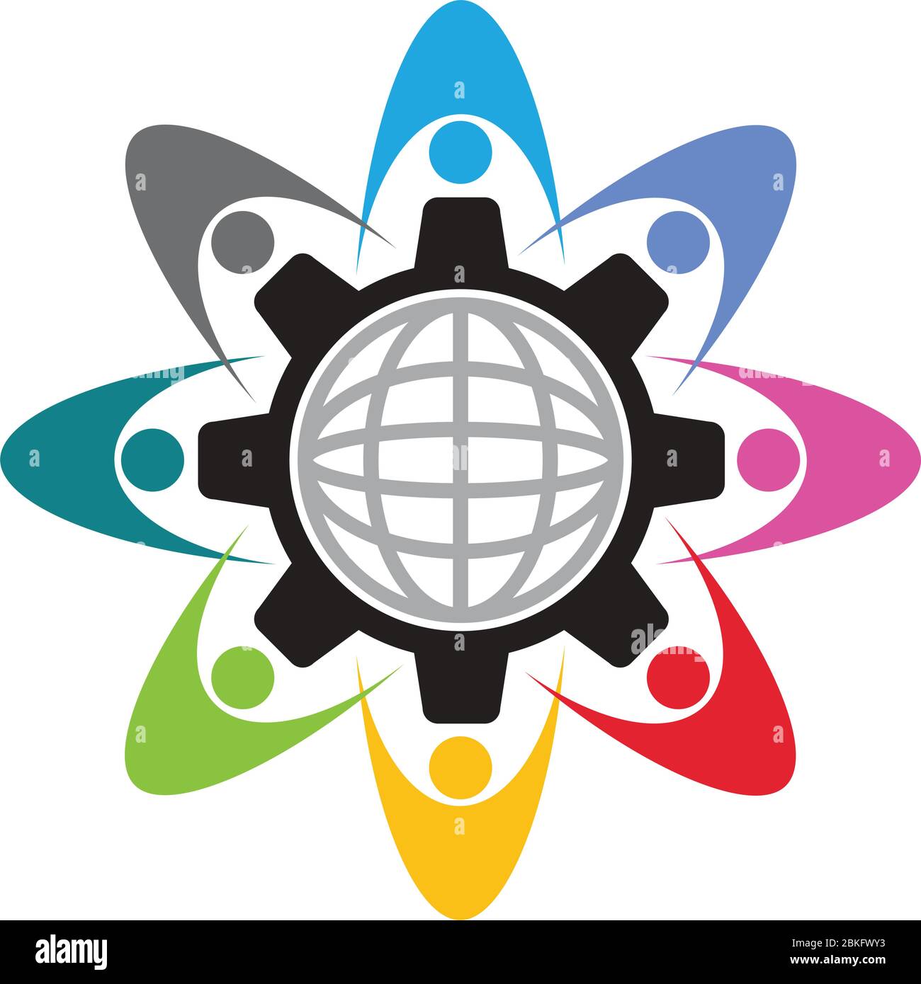 Illustration art of a teamwork factory friends logo with isolated ...