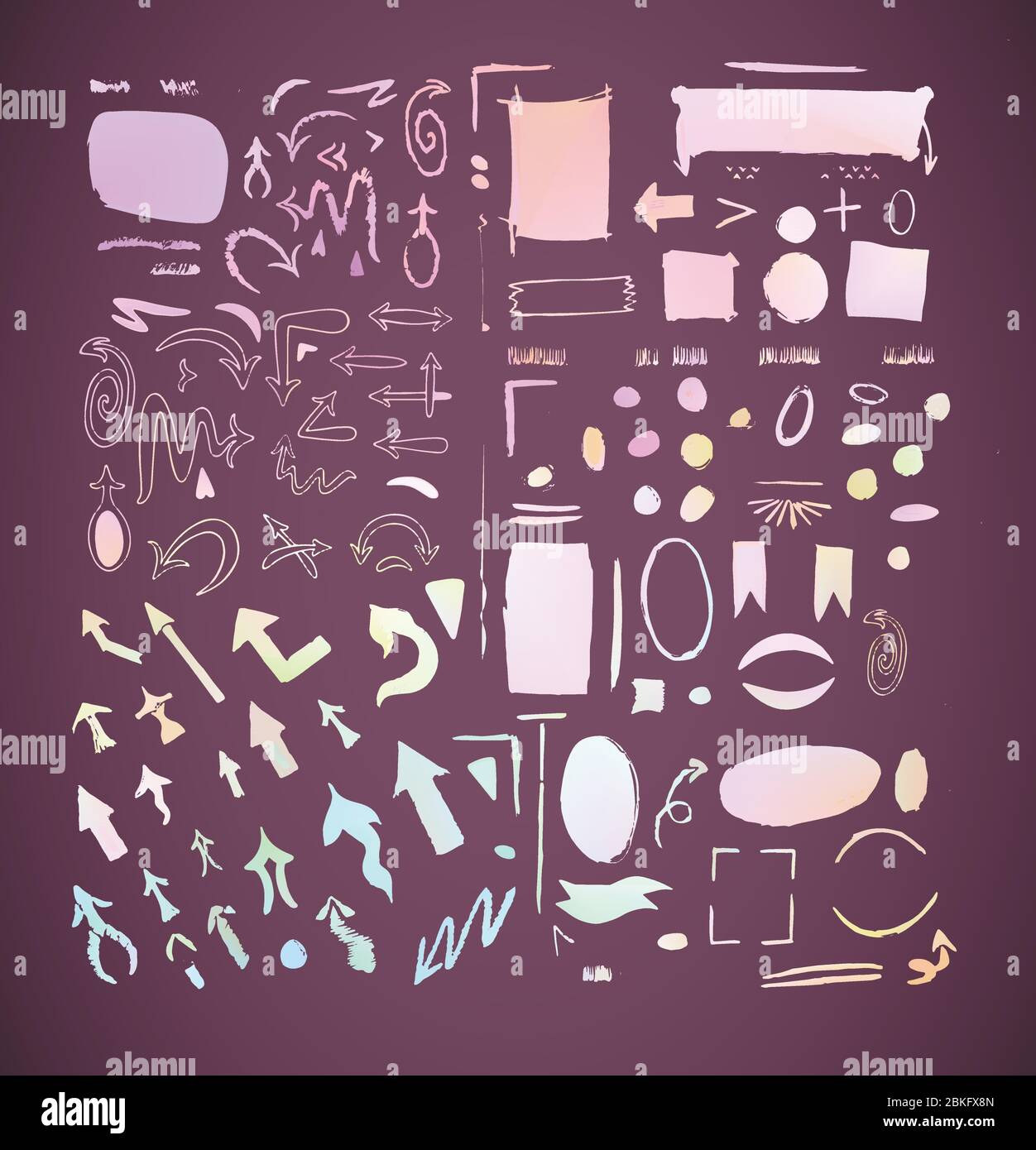 Pastel hand drawn doodle sketch arrows. Arrows set made by hand. Trendy ...