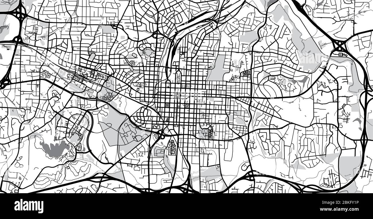 Urban vector city map of Raleigh, USA. North Carolina state capital ...