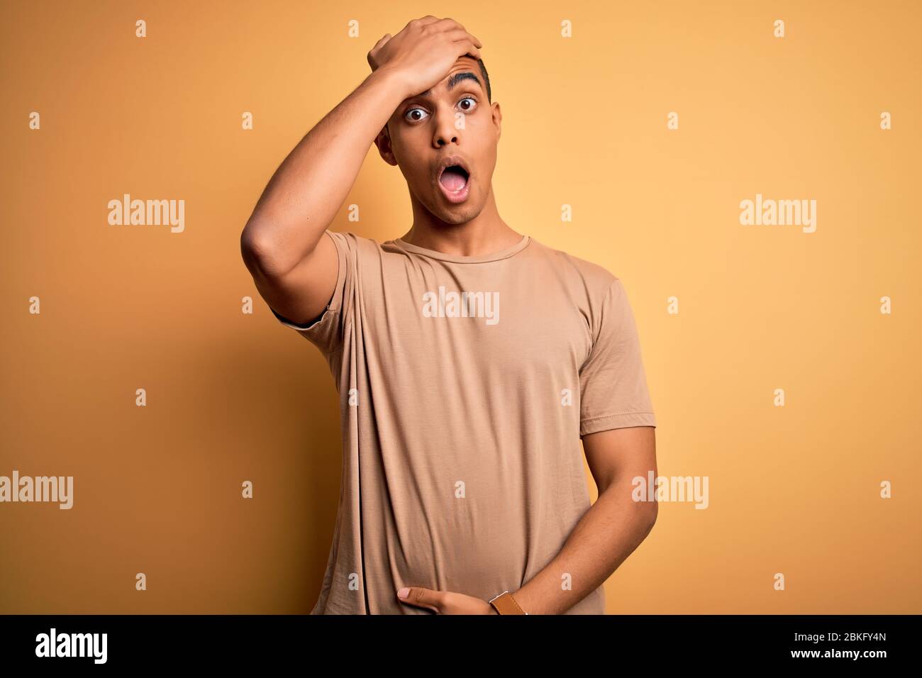 Young handsome african american man wearing casual t-shirt standing ...