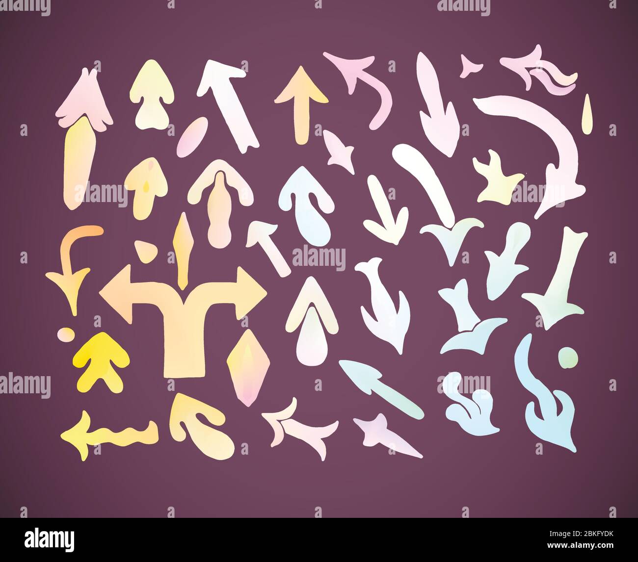 Pastel hand drawn doodle sketch arrows. Arrows set made by hand. Trendy ...