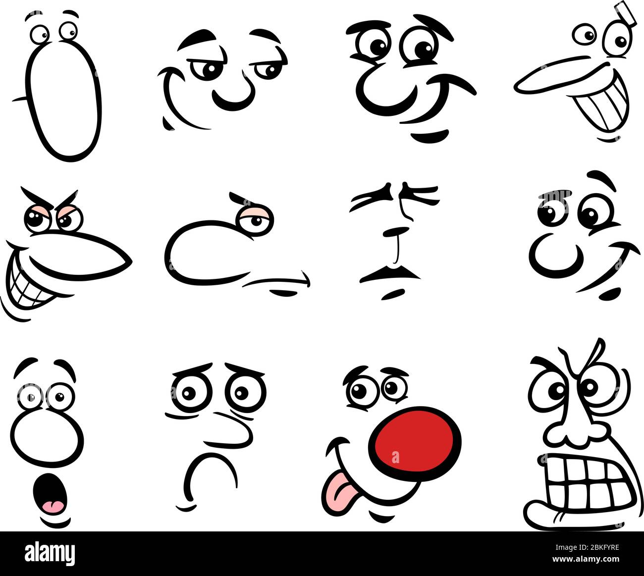Cartoon People Faces and Emotions for Comics or Design Graphic Set ...