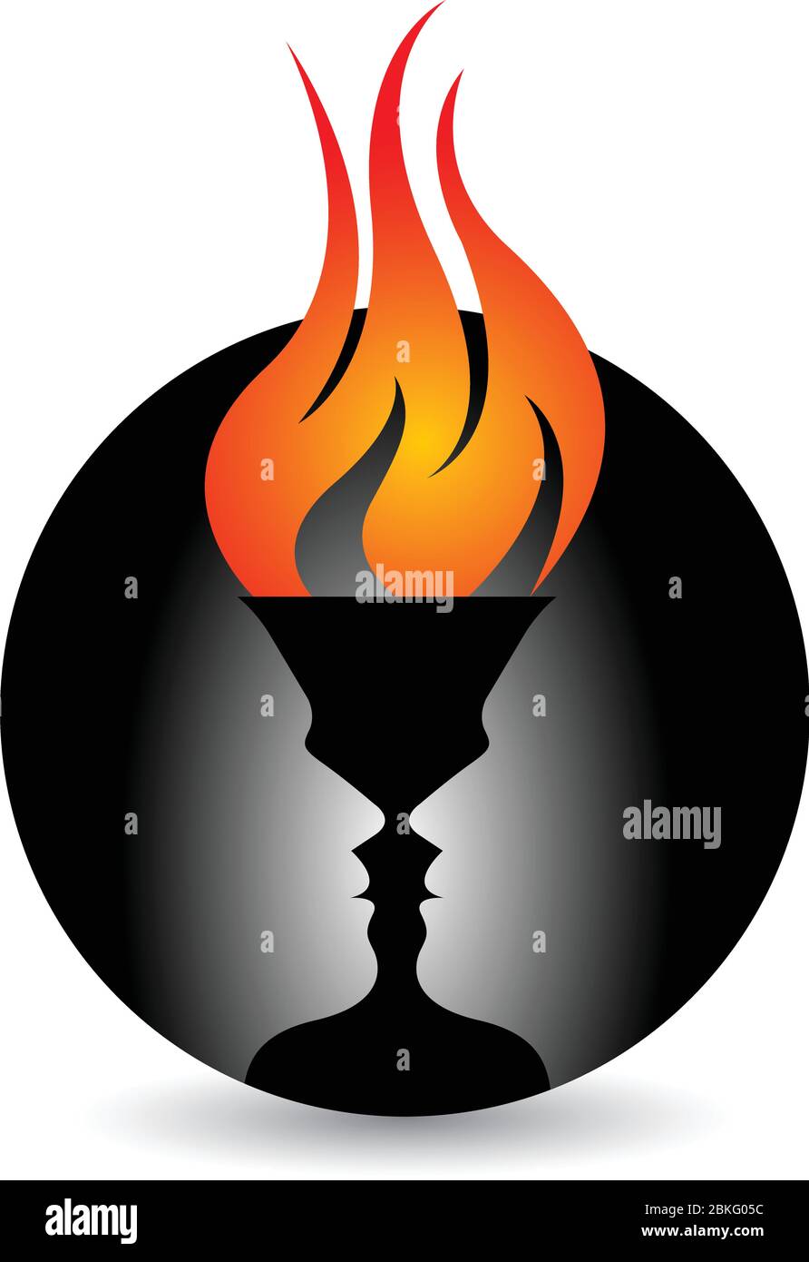 Illustration art of a face flaming logo with isolated background Stock ...