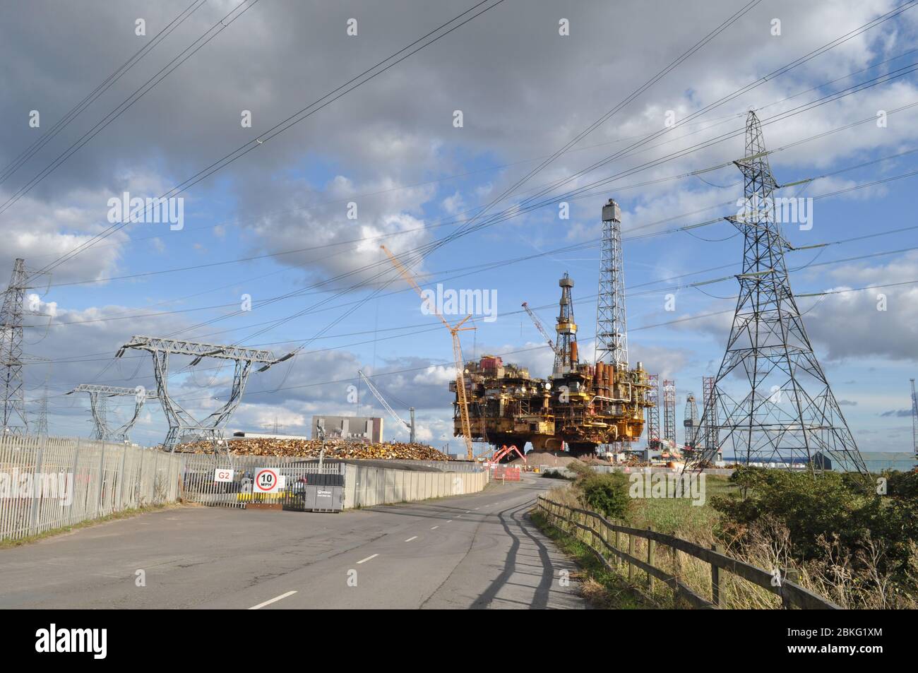 The decommissioned Brent Bravo North Sea Oil Rig being dismantled at ...