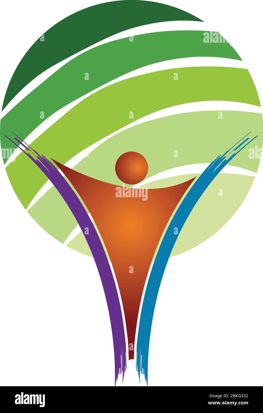 Illustration art of a tree man logo with isolated background Stock ...