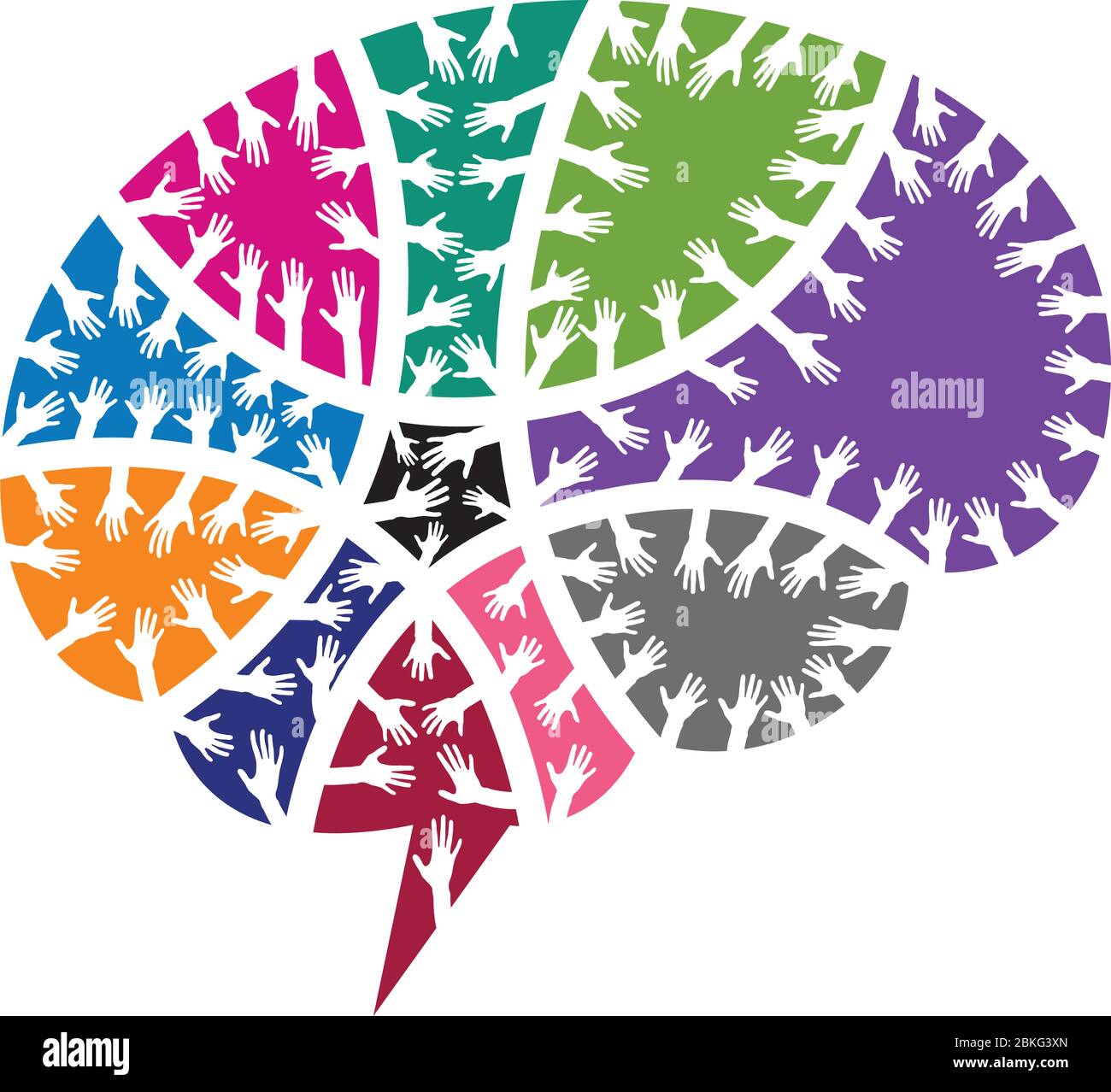Illustration art of a brain hands logo with isolated background Stock ...