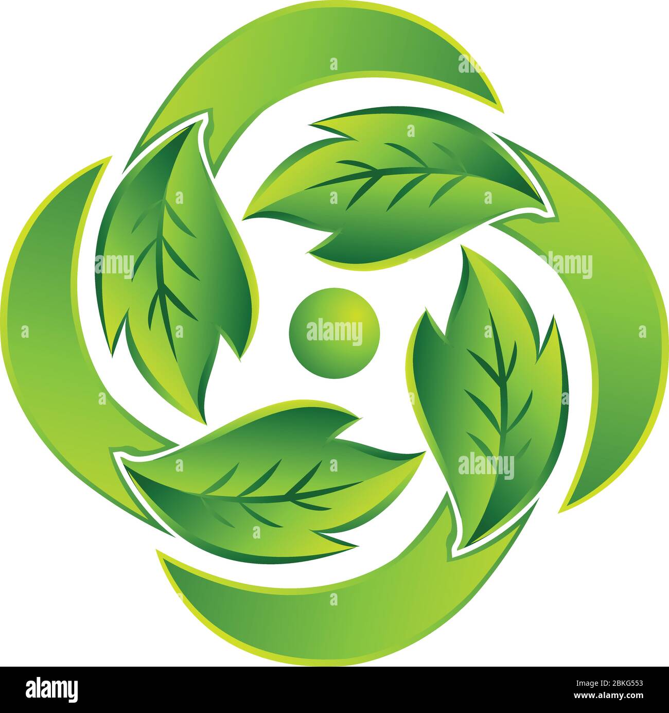 Illustration art of a leaf round logo with isolated background Stock ...