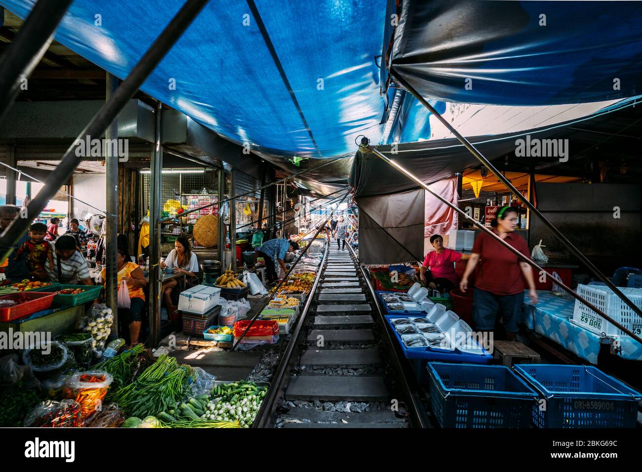 Maeklong Railway Market, Bangkok, Thailand, Southeast Asia, Asia Stock ...