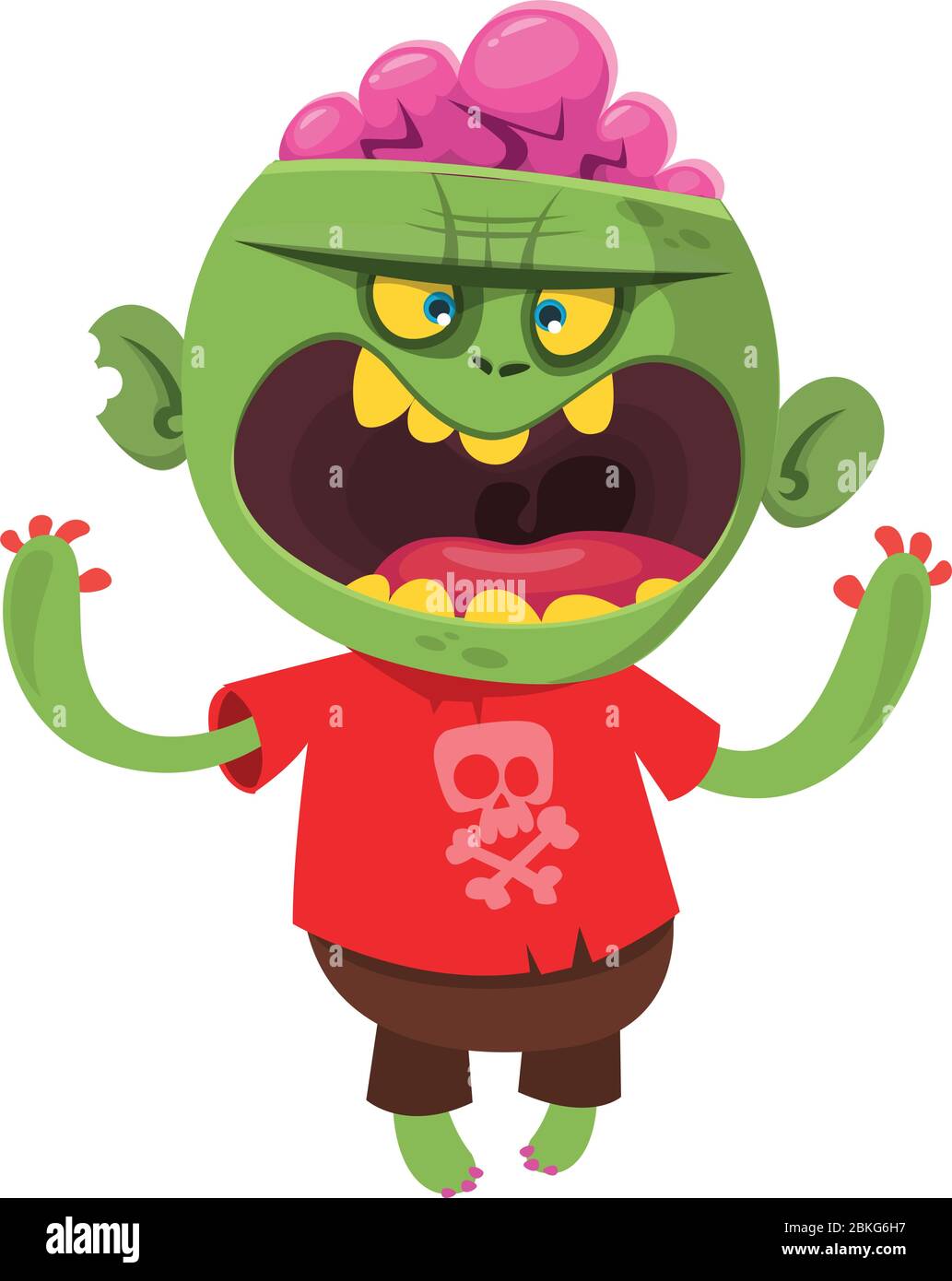 Cartoon funny green zombie. Halloween vector illustration of zombie ...